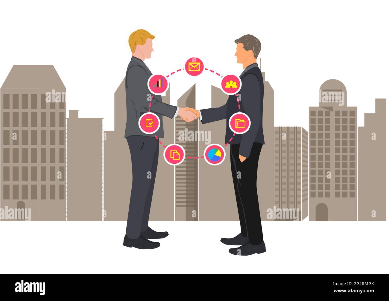 Drawing Graphics two business people shaking hands concept connection ...