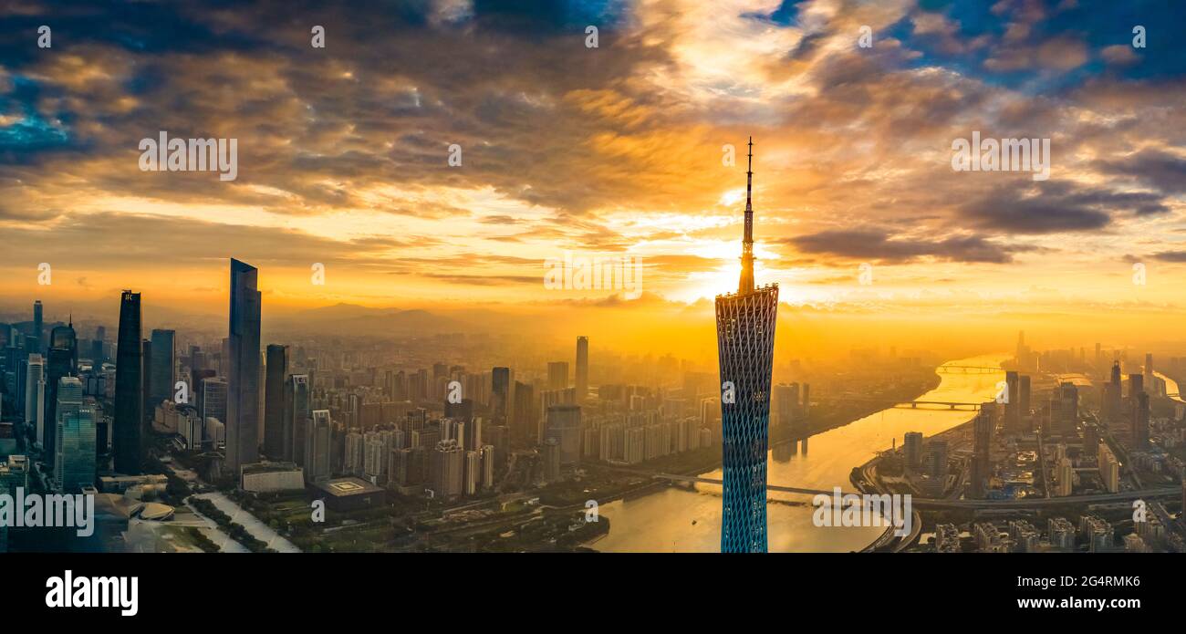 Guangzhou downtown towers district sunset hi-res stock photography and ...