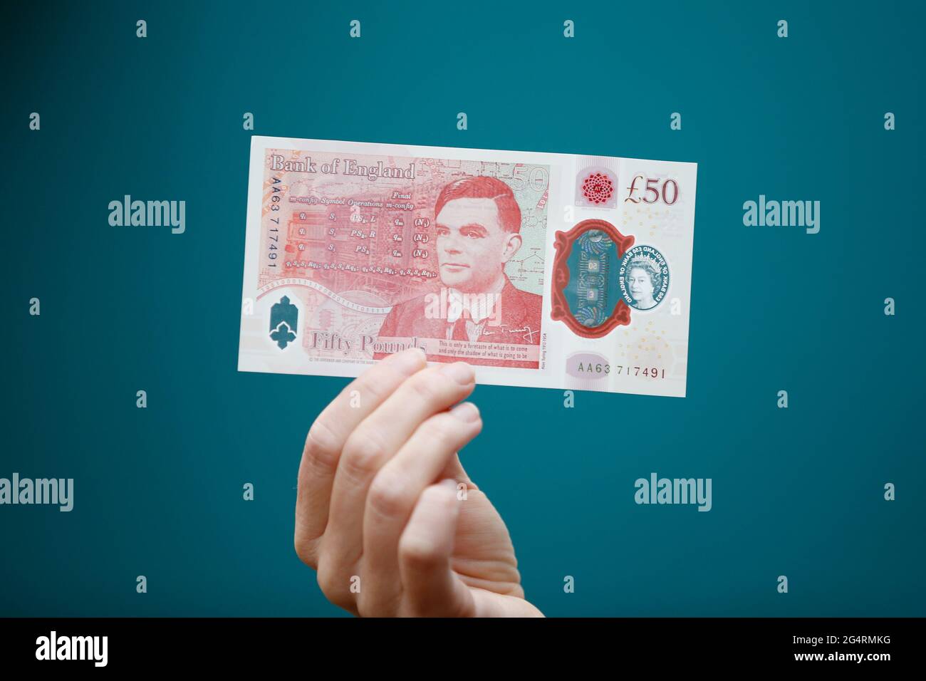 A new 50-pound banknote, featuring the image of World War II code ...