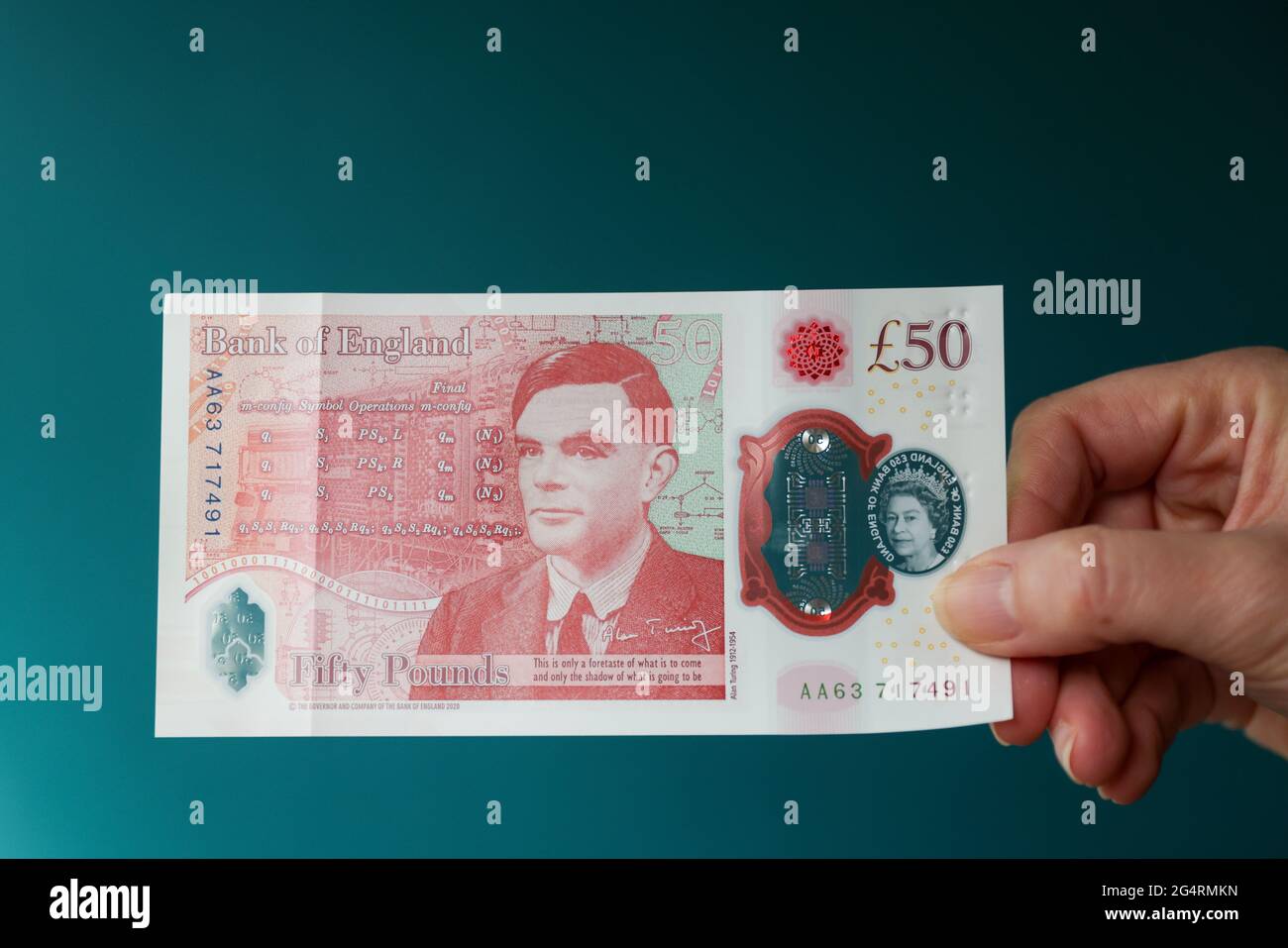 A new 50-pound banknote, featuring the image of World War II code ...