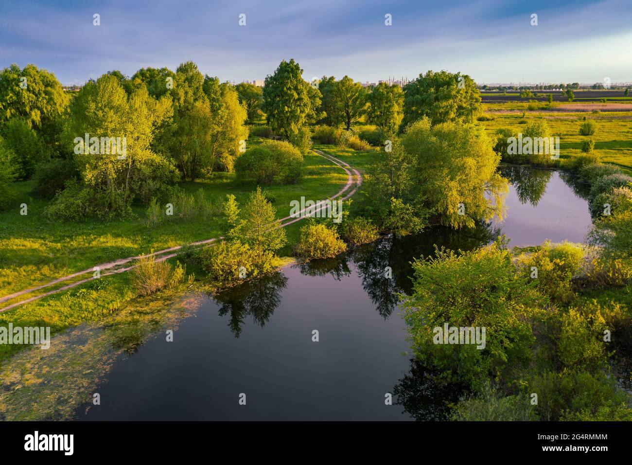 Spring landscape with river Stock Photo - Alamy