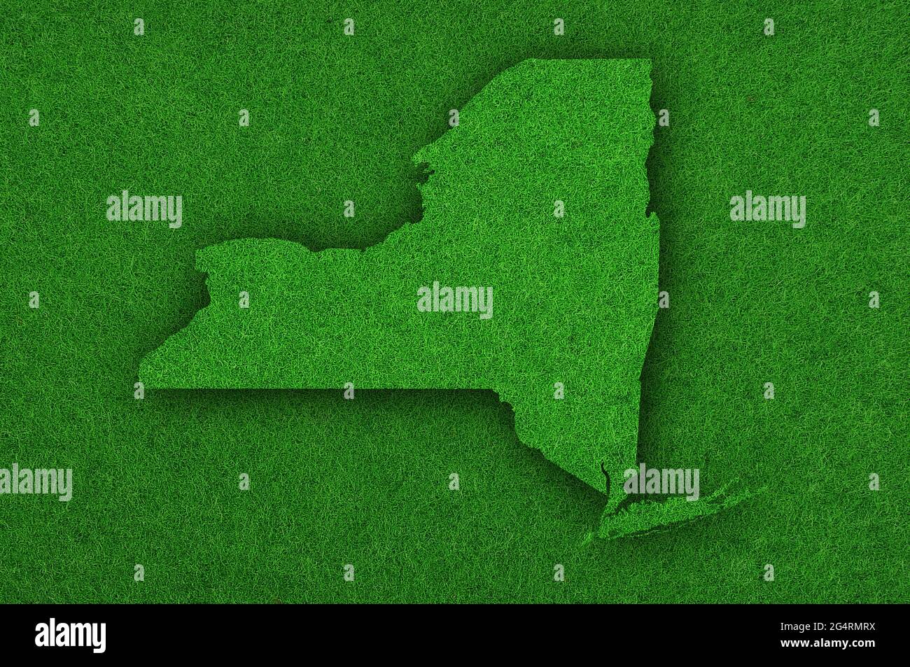Map of New York on green felt Stock Photo - Alamy
