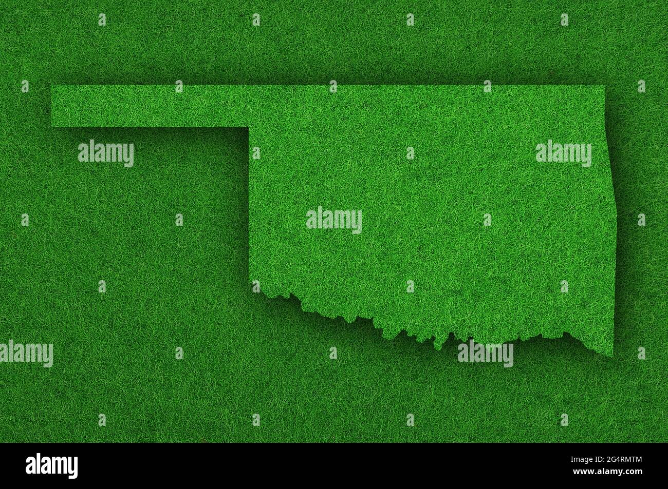 Map of Oklahoma on green felt Stock Photo - Alamy
