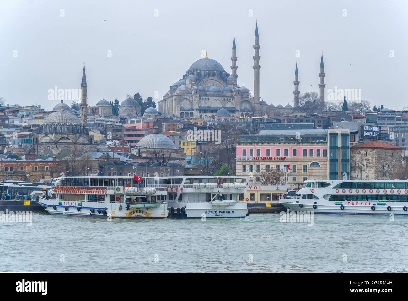 ISTANBUL, TURKEY - JANUARY 01, 2015: Cloudy January day on the shores ...