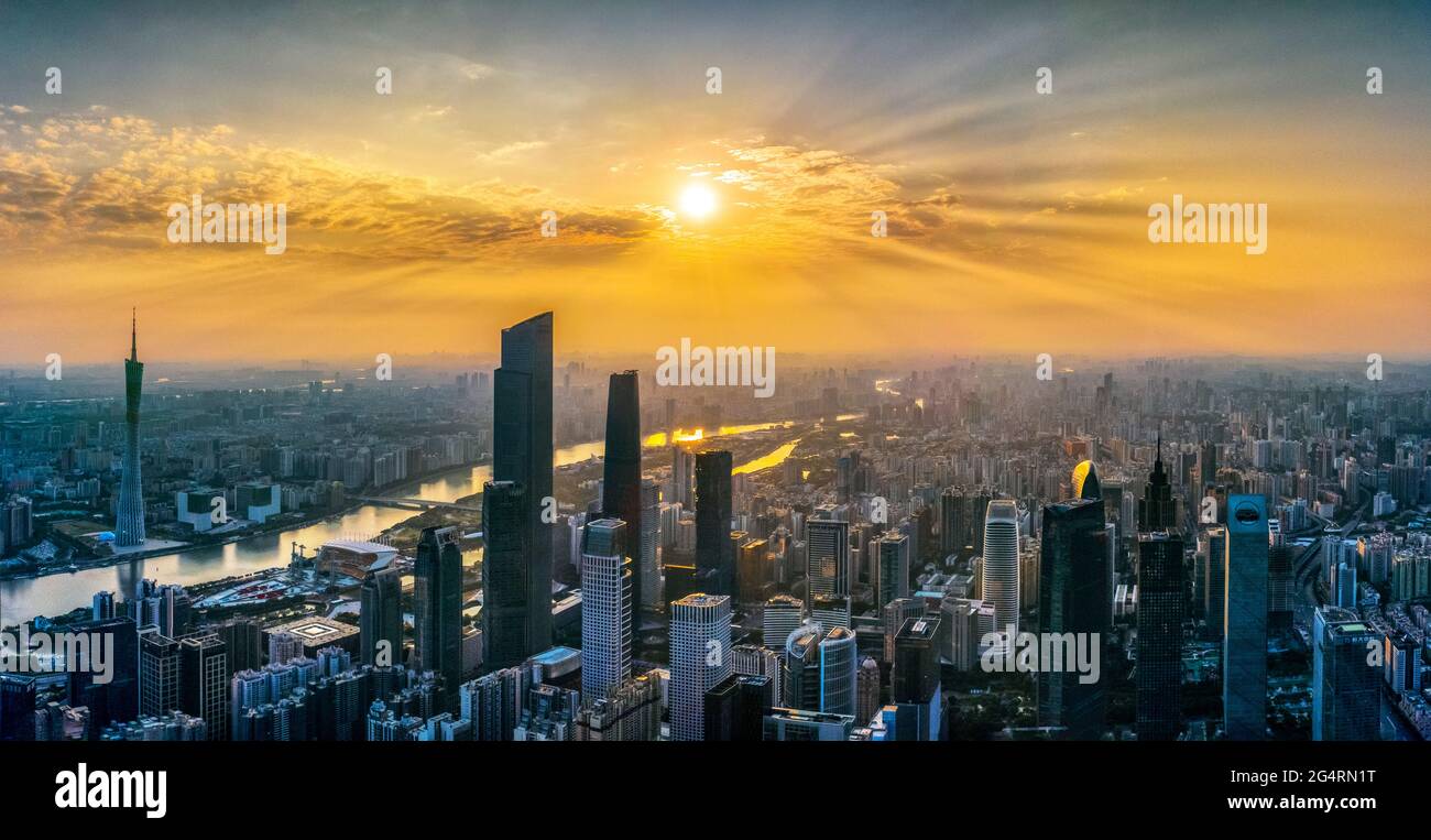 Guangzhou downtown towers district sunset hi-res stock photography and ...