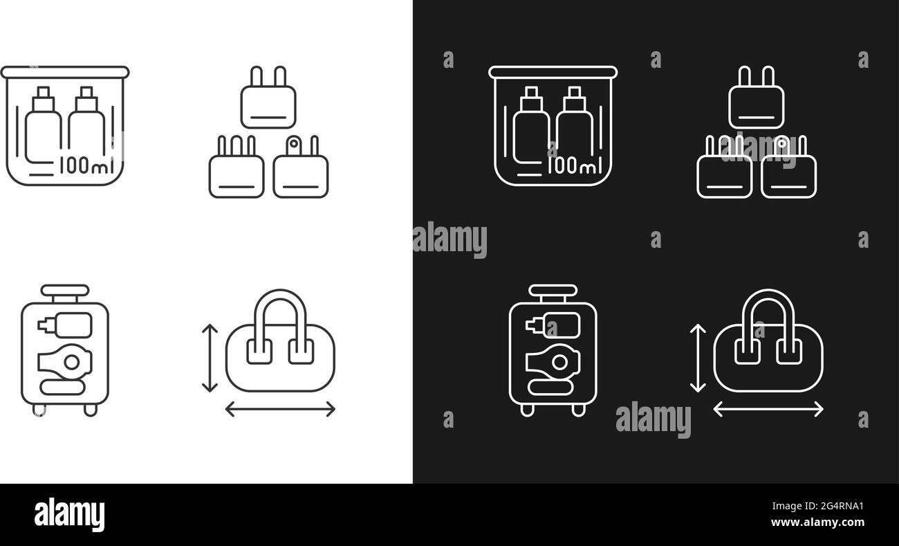 Portable travel essentials linear icons set for dark and light mode ...