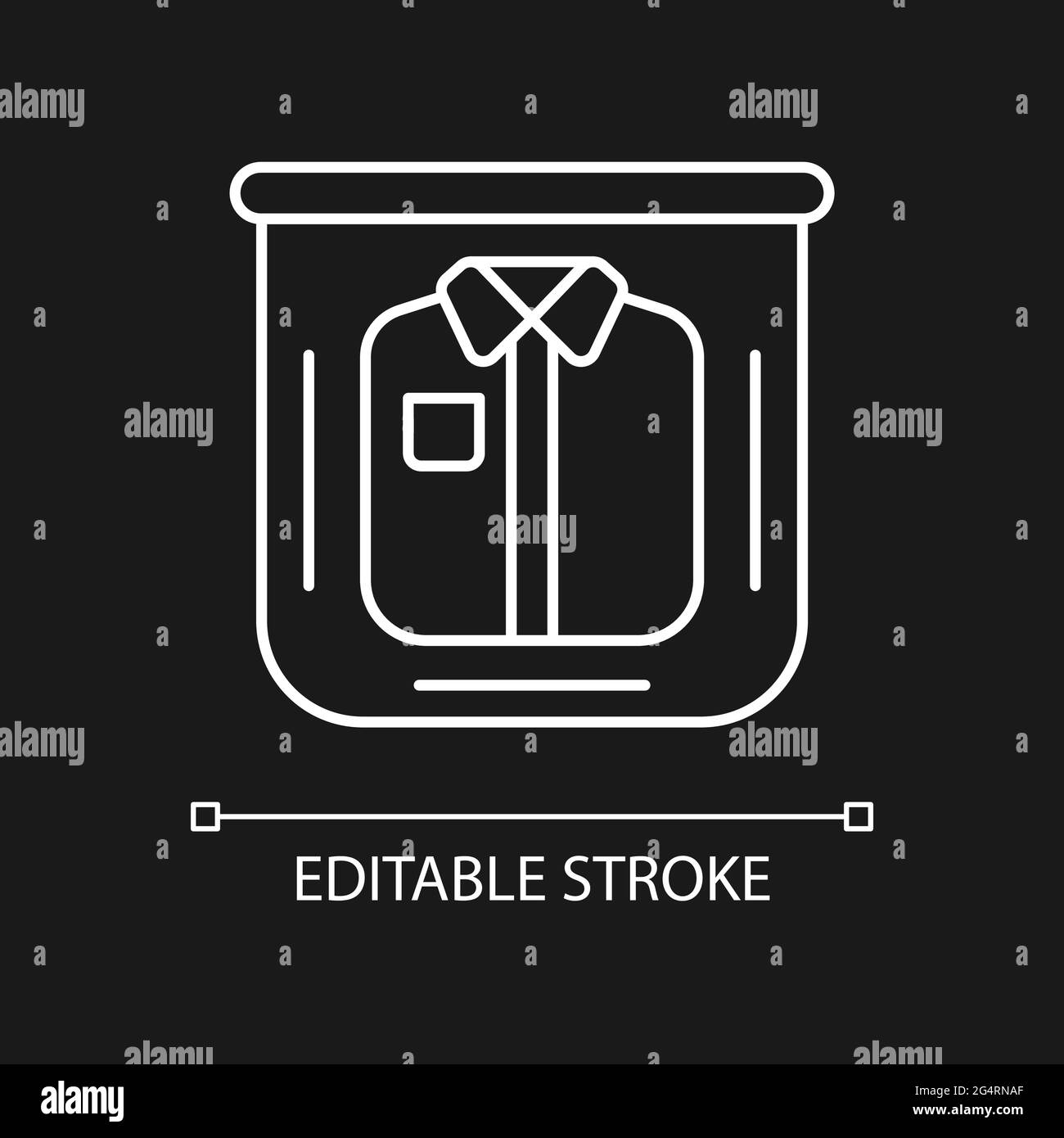 Clothing in plastic bag white linear icon for dark theme. Clear ...