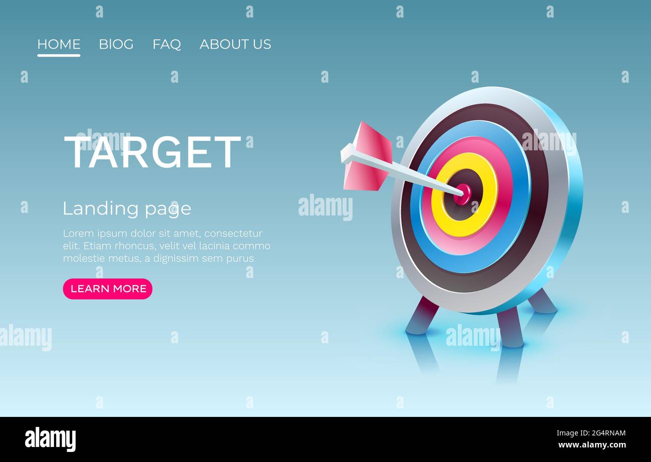 Target landing page, banner business 3d icon. Vector illustration Stock ...