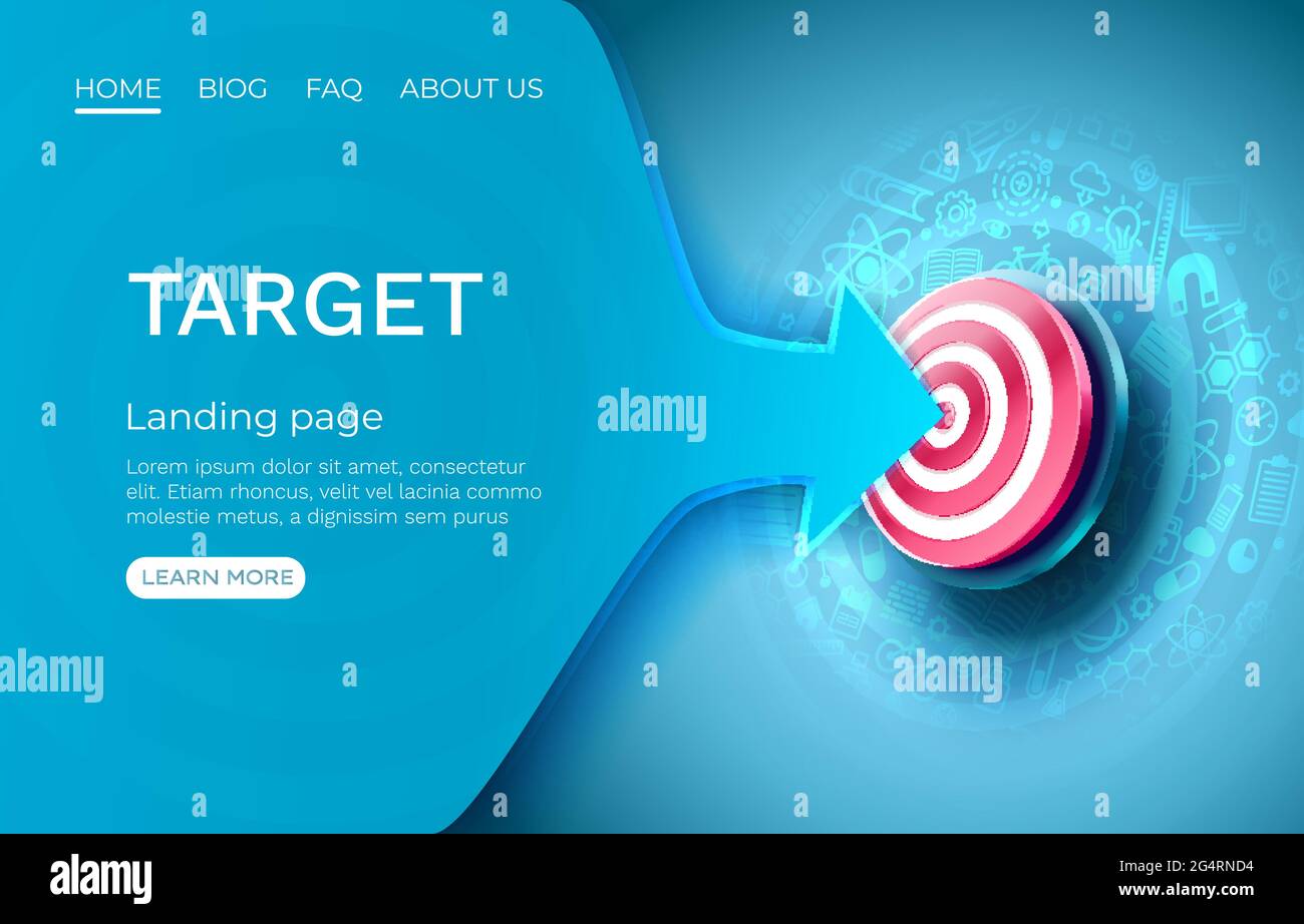 Target landing page, banner business 3d icon. Vector illustration Stock ...