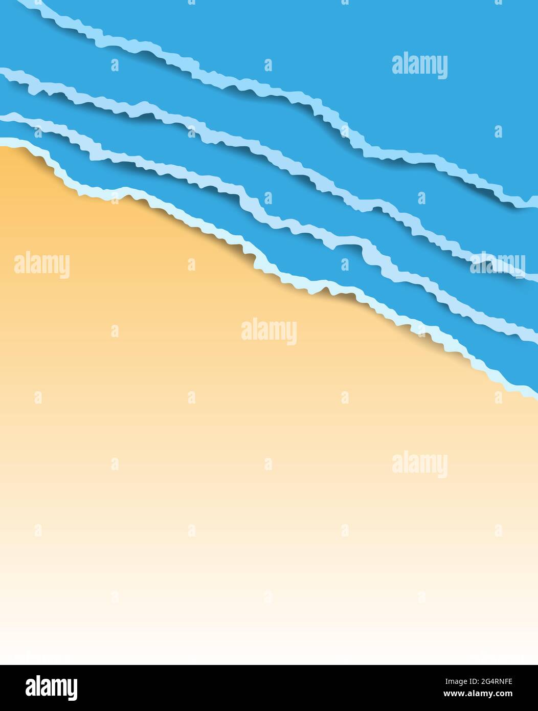 Summer sea smooth background with waves in paper cut out style with ...