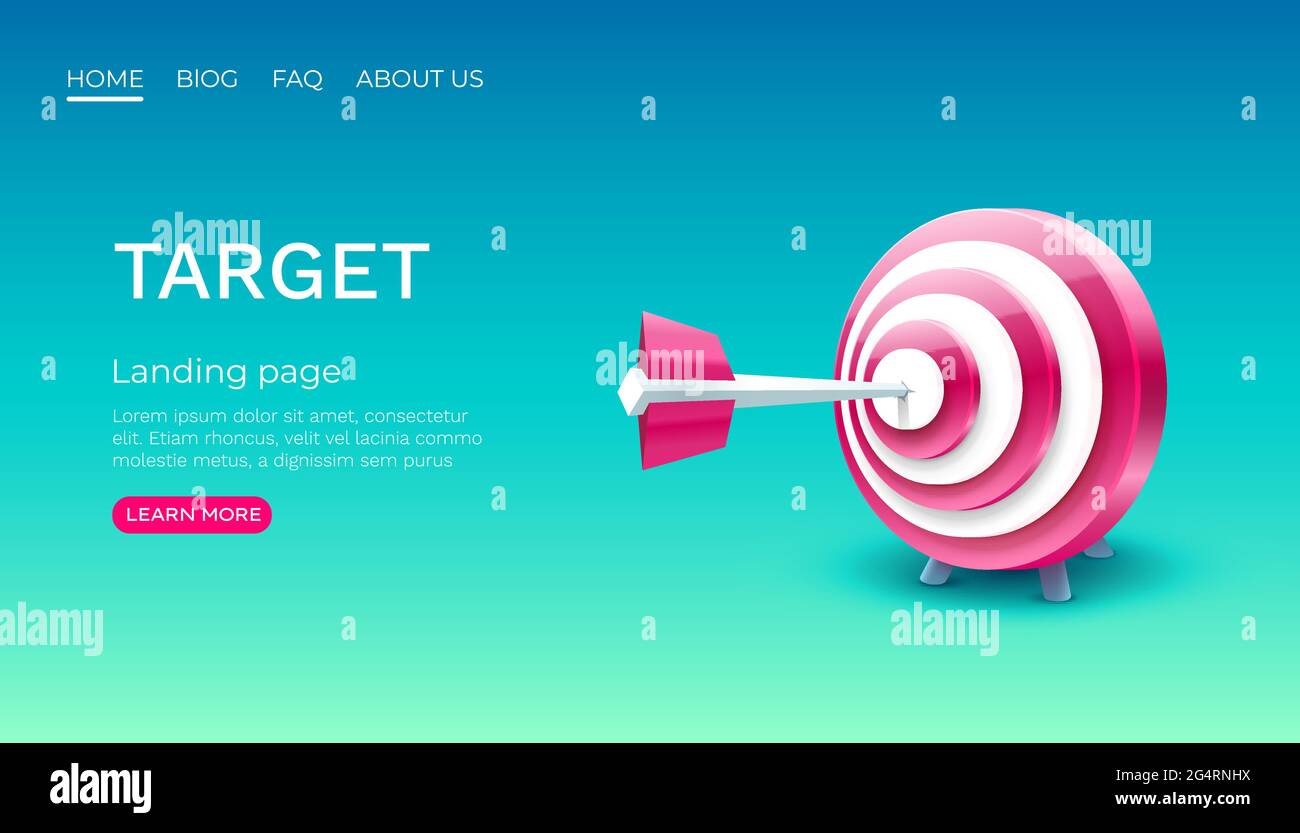 Target landing page, banner business 3d icon. Vector illustration Stock ...
