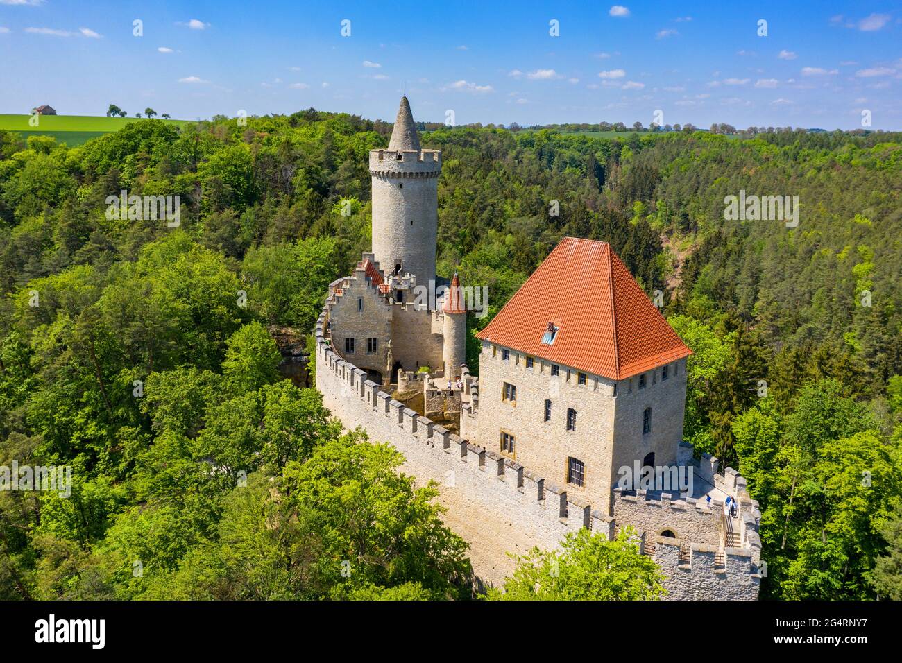 Aerial view of medieval castle Kokorin nearby Prague in Czechia ...