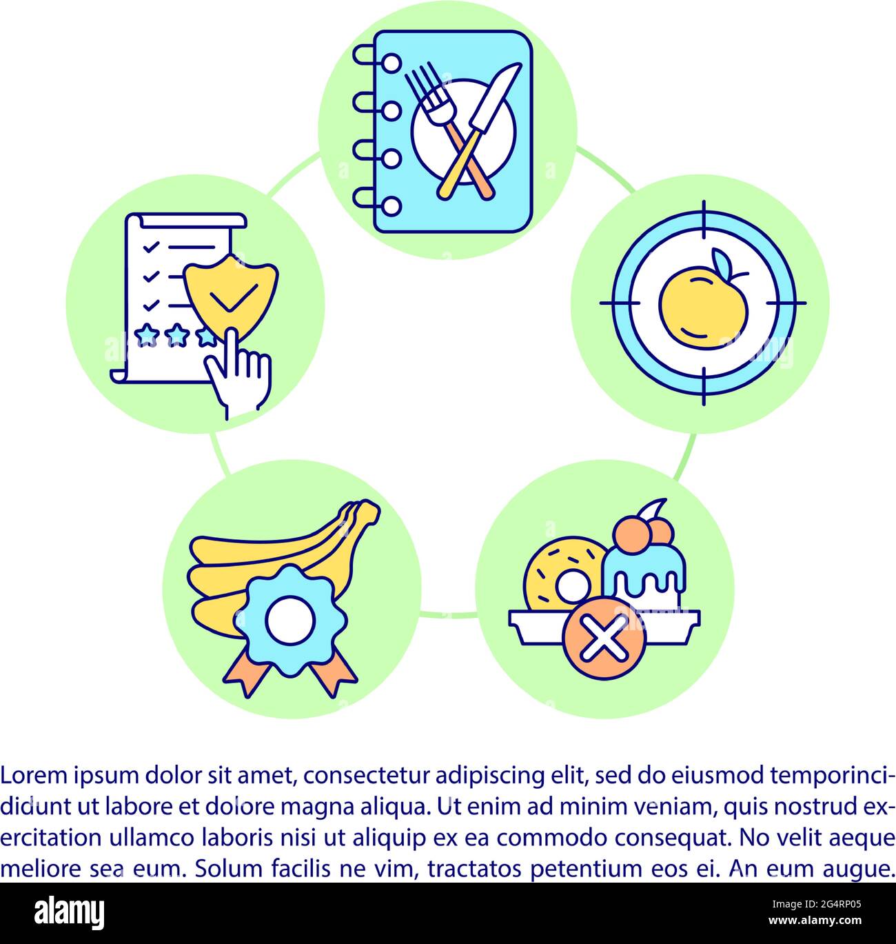 Keeping food diary concept line icons with text Stock Vector Image ...