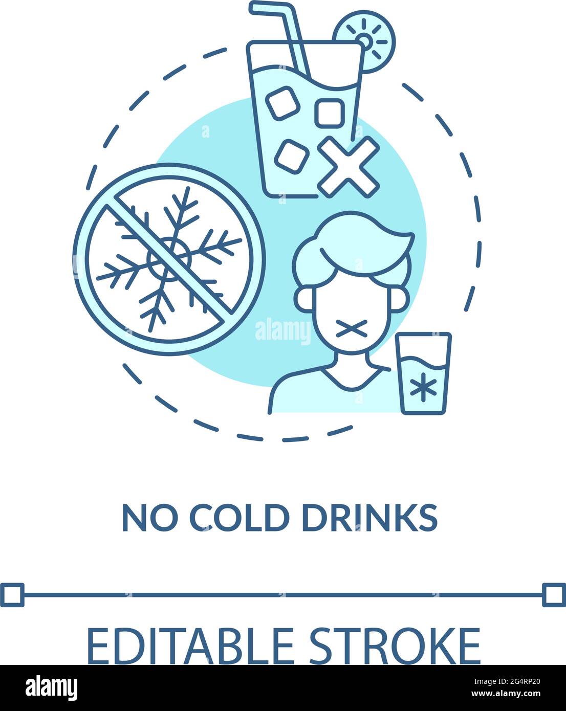 No cold drinks concept icon. Heatstroke prevention abstract idea thin ...