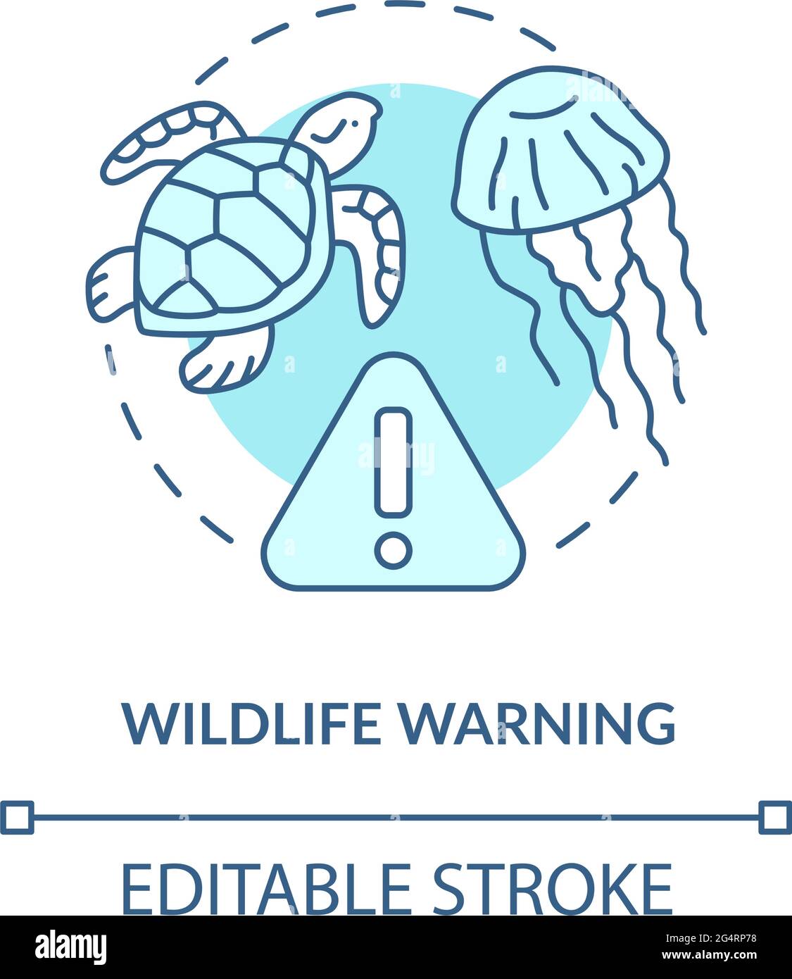 Wildlife warning concept icon. Summer beach safety abstract idea thin ...