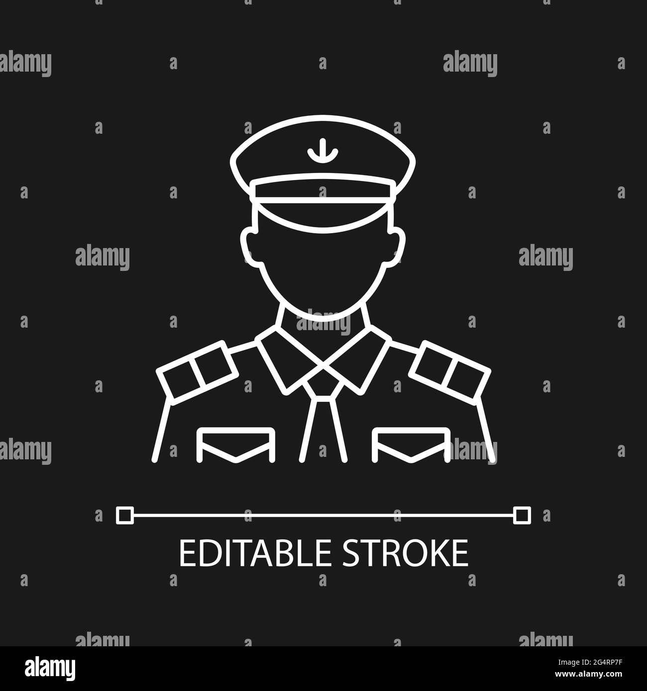 Male chief officer white linear icon for dark theme. Controlling crew ...
