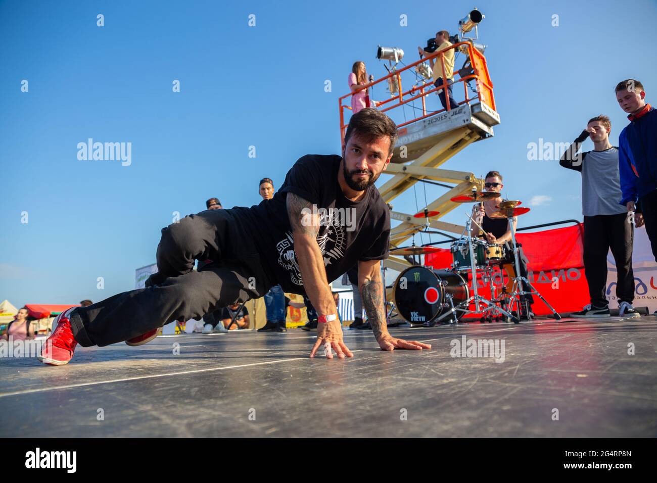 Grodno, Belarus - July 23, 2016: Street dancer dance break-dance on ...