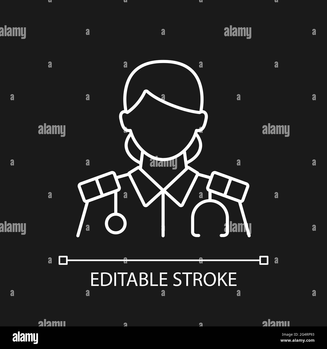 Cruise ship nurse white linear icon for dark theme. Health care during ...