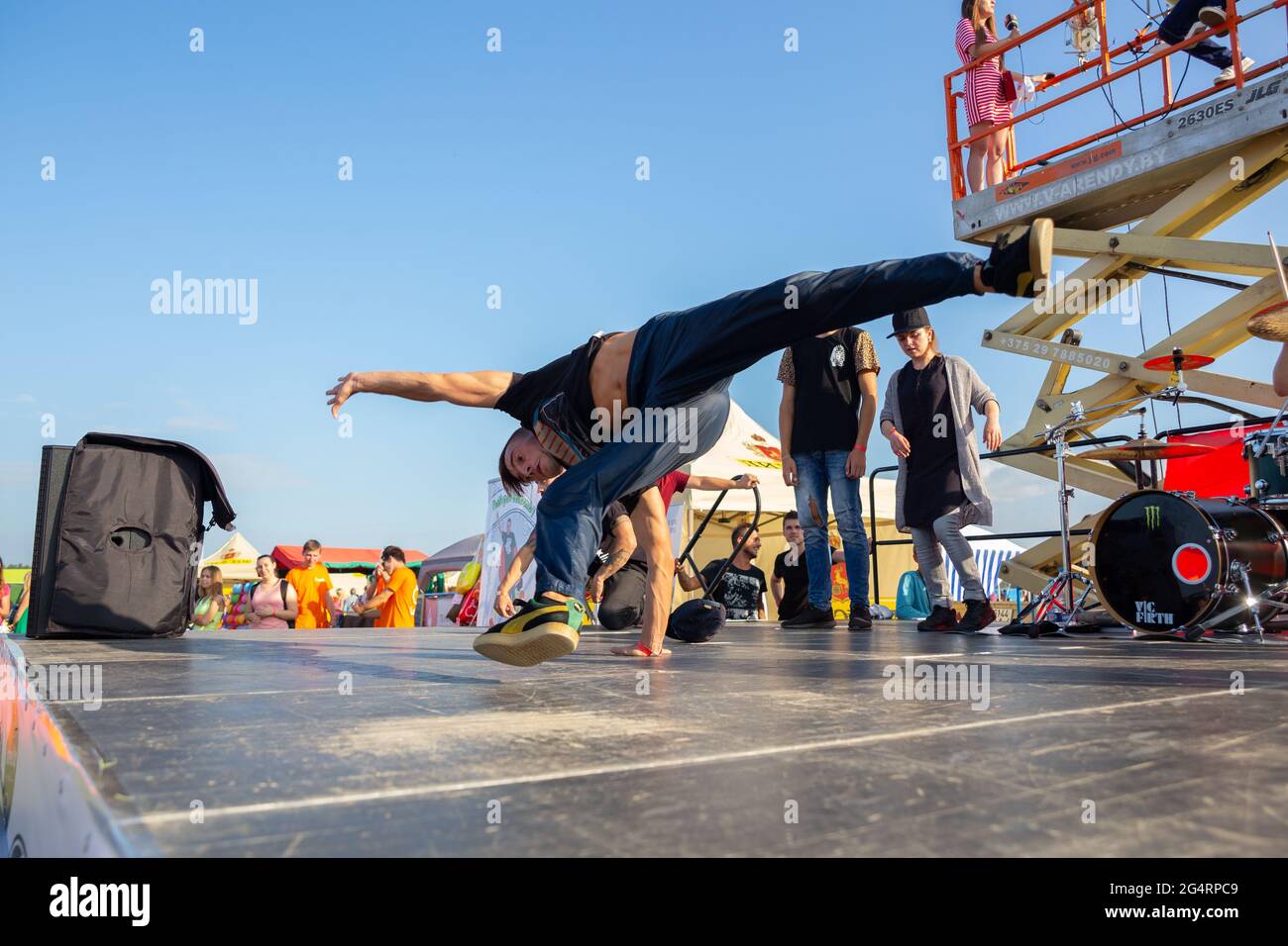 Grodno, Belarus - July 23, 2016: Street dancer dance break-dance on ...