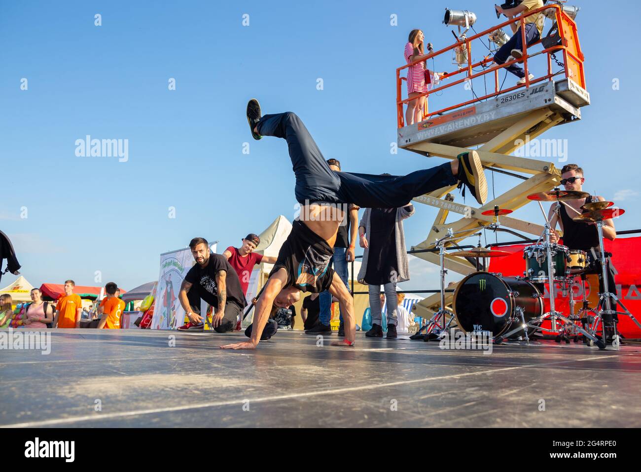 Grodno, Belarus - July 23, 2016: Street dancer dance break-dance on ...