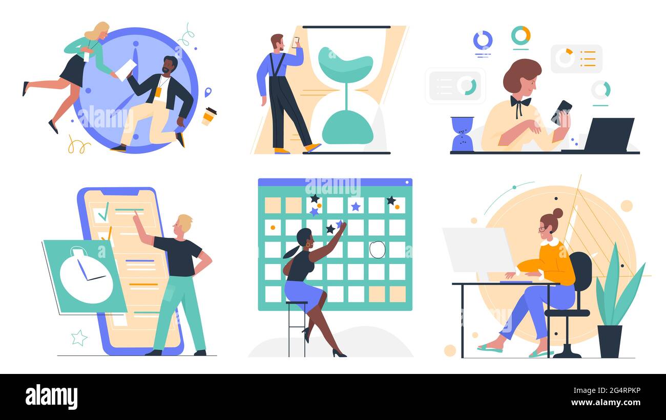 Time management set concept Cut Out Stock Images & Pictures - Alamy