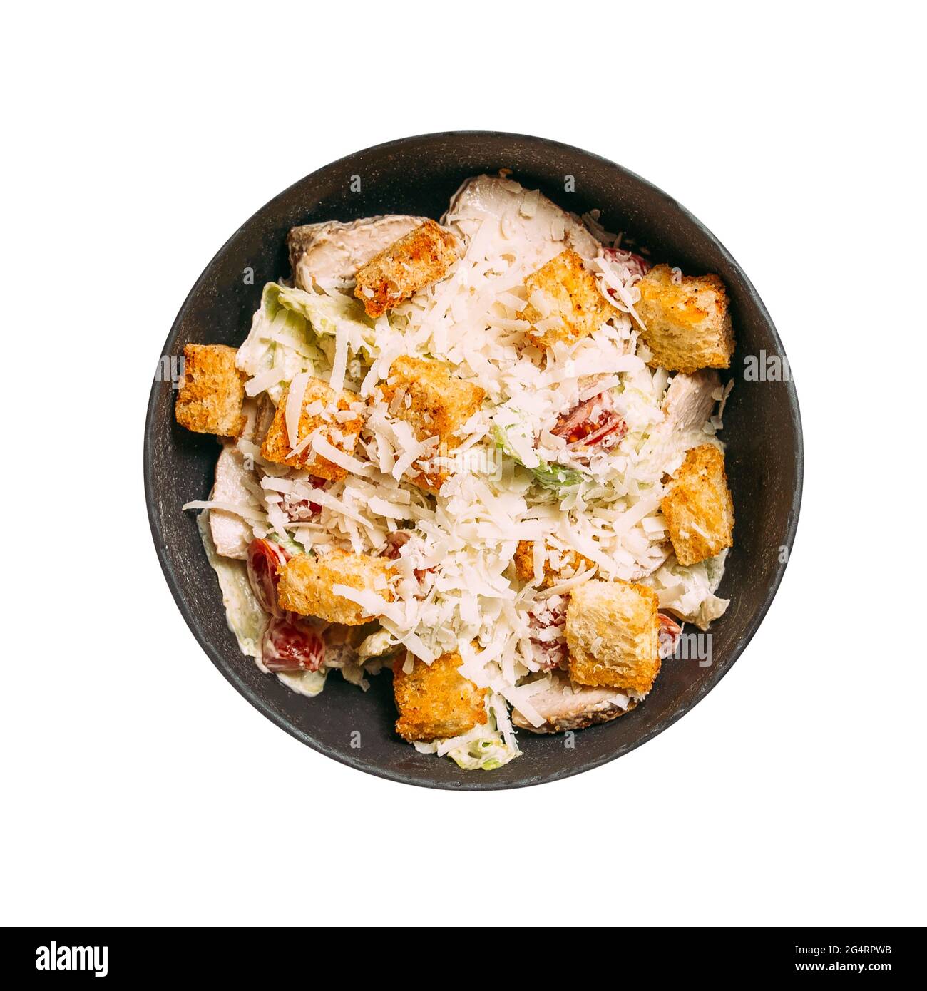 Isolated bowl of caesar with croutons and chicken Stock Photo - Alamy