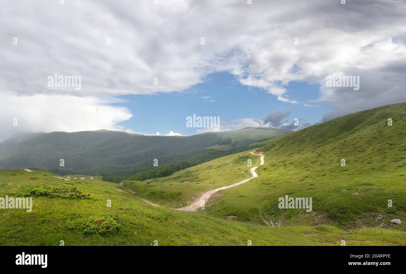 Panoramic view of the valley in the national Park Biogradska Gora in ...