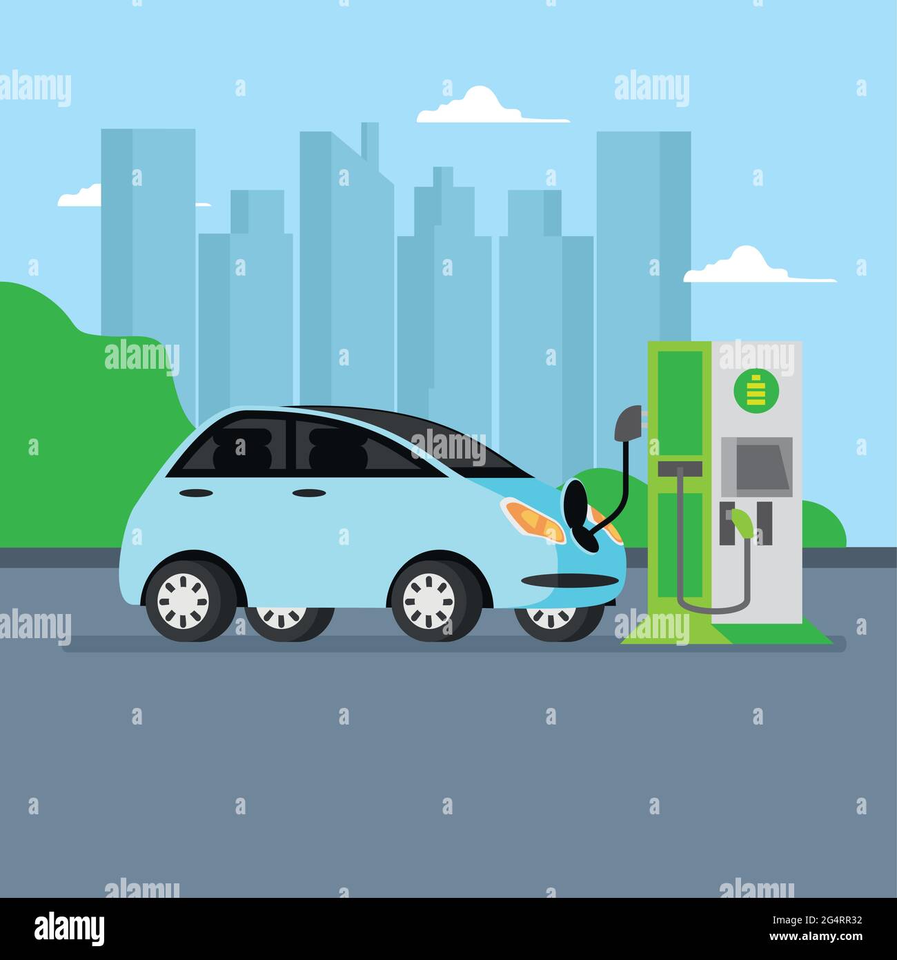 electric vehicle and cable Stock Vector Image & Art - Alamy