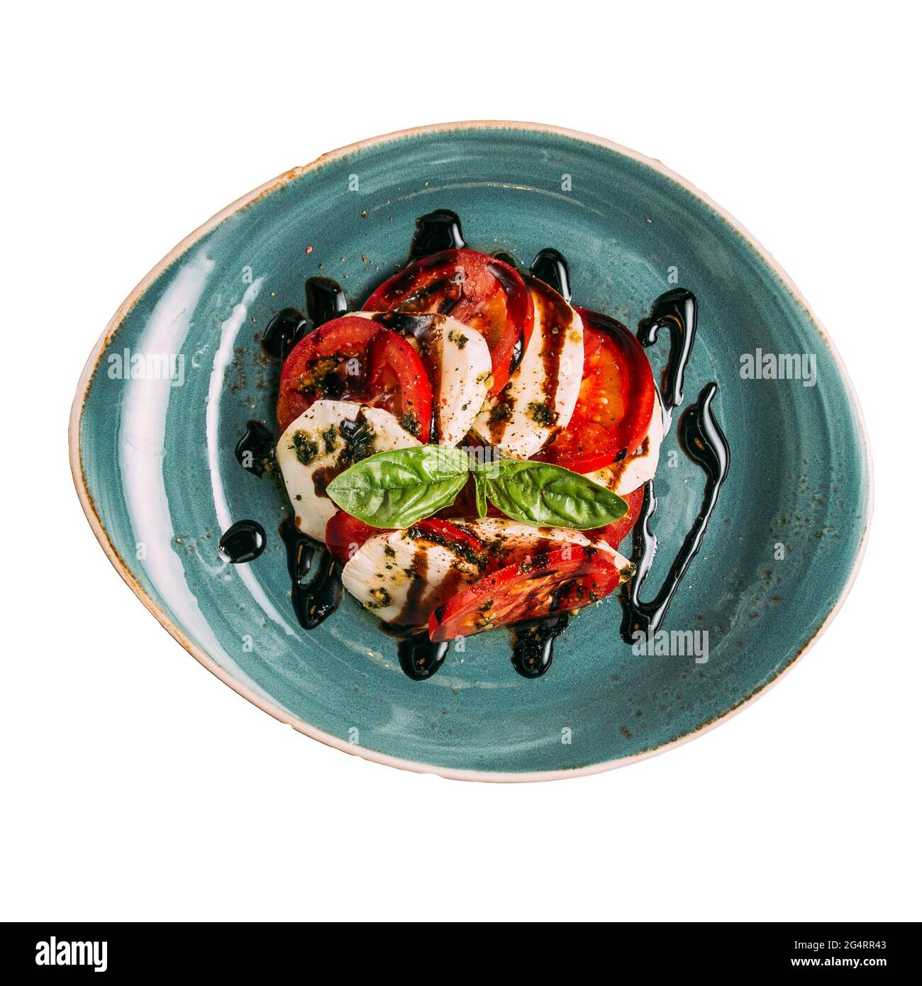 Isolated italian caprese salad with balsamic sauce Stock Photo - Alamy