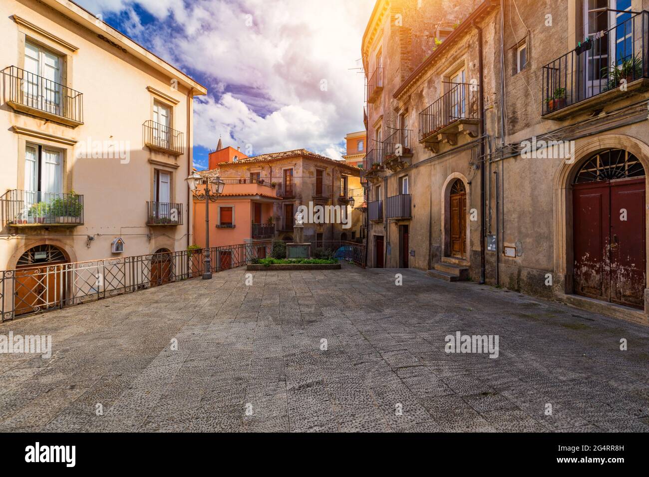 Amazing cityscape of Novara di Sicilia town. Aerial view of Novara di ...