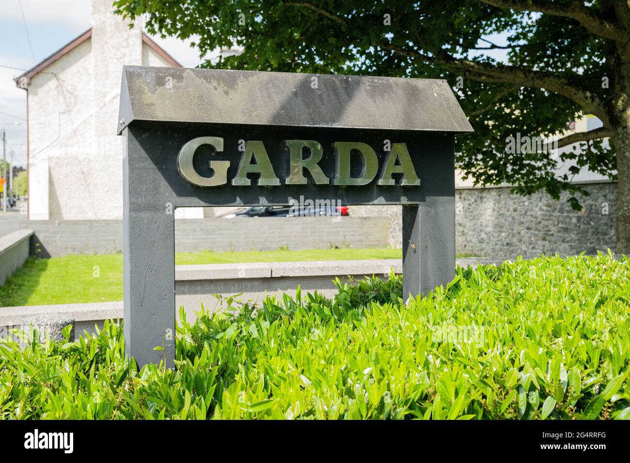 Carlow Town, County Carlow, Ireland, June 12th 2021. Garda Sign at ...