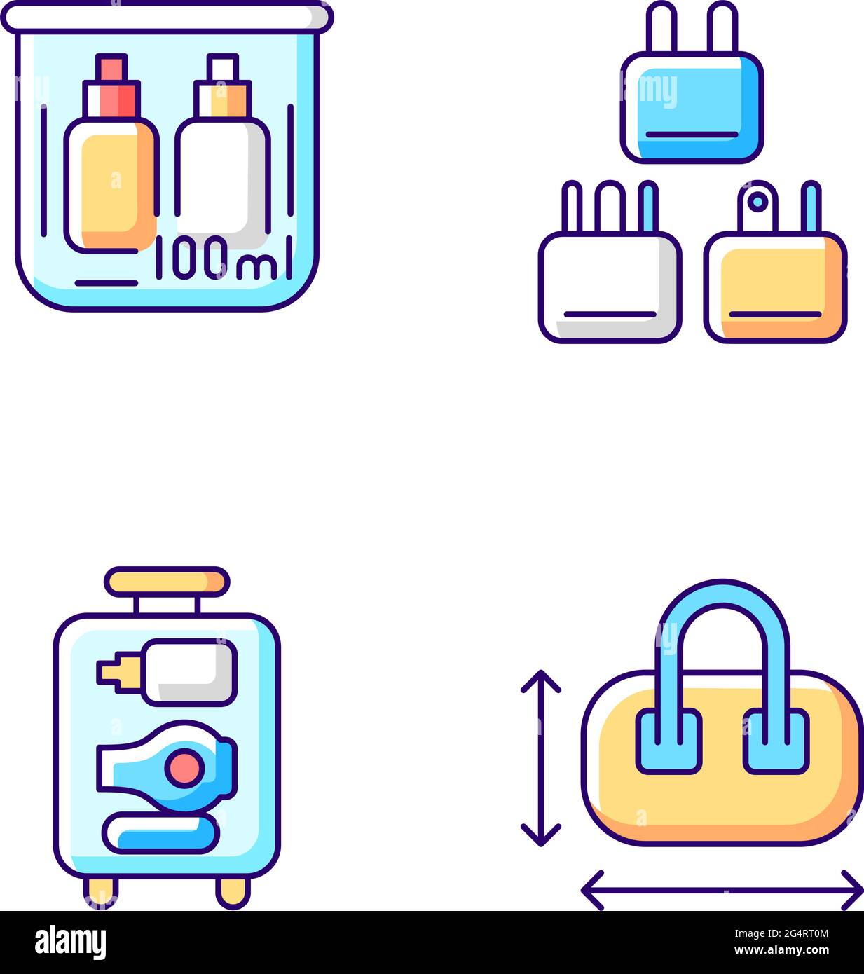 Portable travel essentials RGB color icons set Stock Vector Image & Art ...