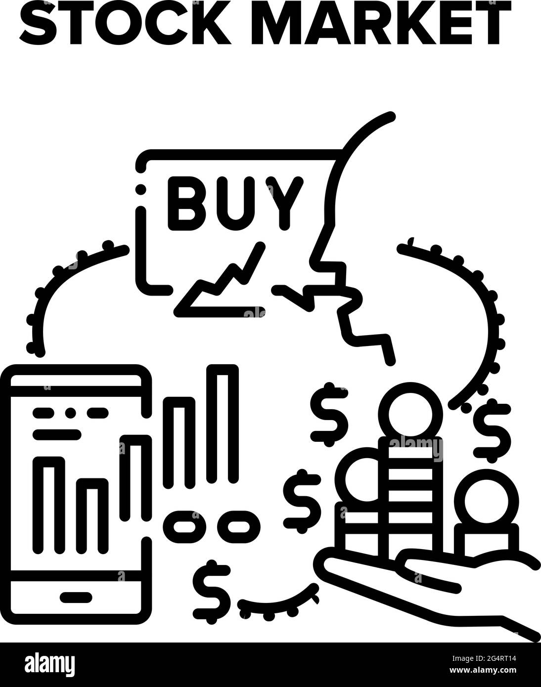 Stock Market Vector Black Illustration Stock Vector Image & Art - Alamy