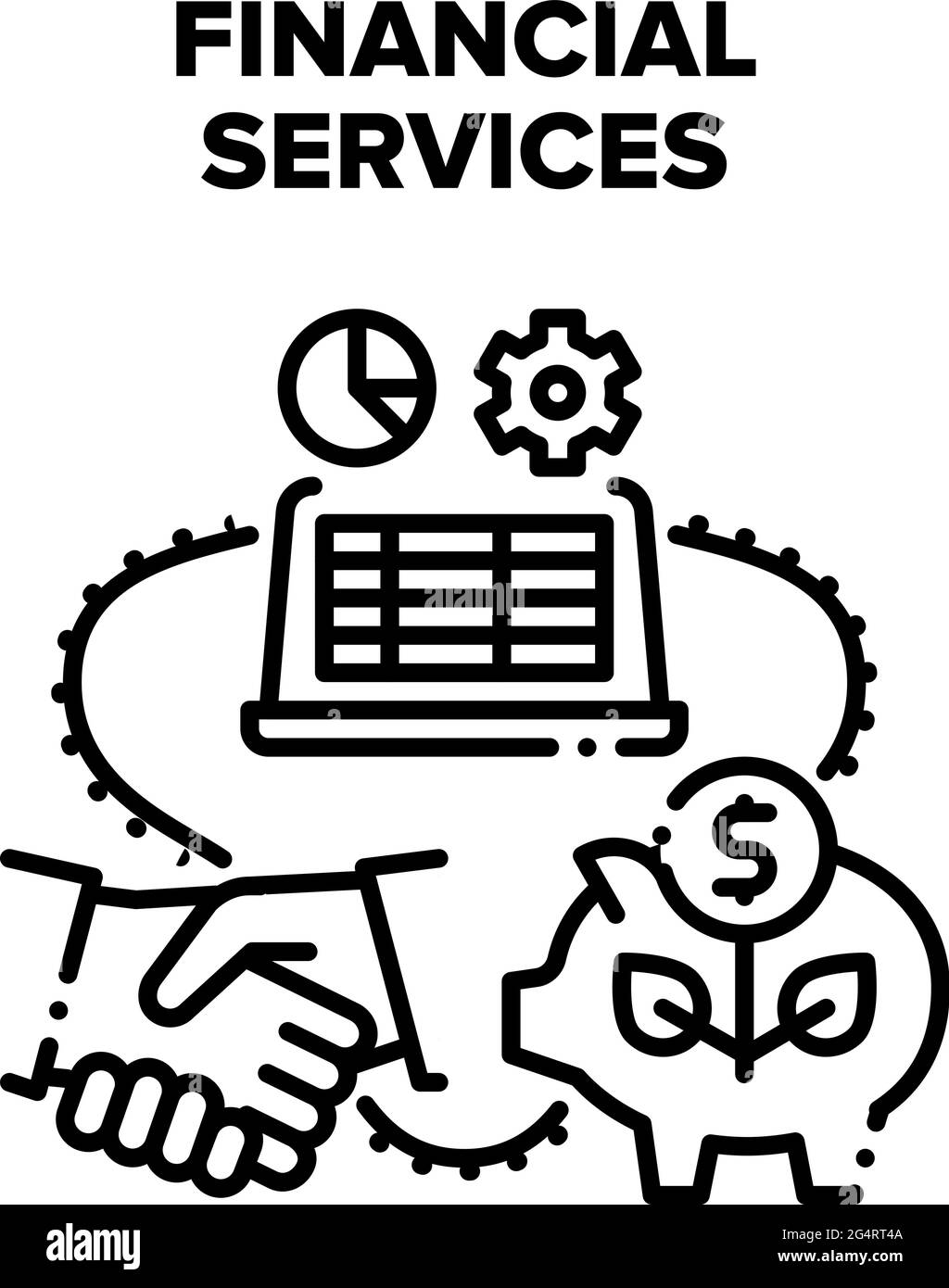 Financial Services And Advise Vector Black Illustration Stock Vector ...