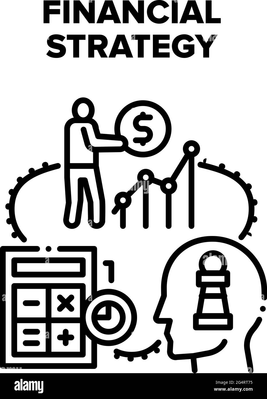 Financial Strategy Planning Vector Black Illustration Stock Vector ...