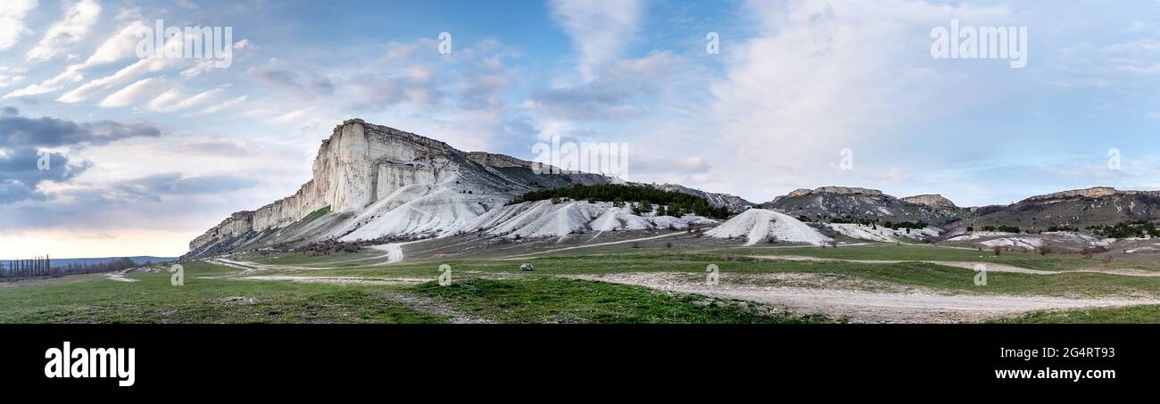 White cliff landscape panorama in sunset light for wallpaper design ...
