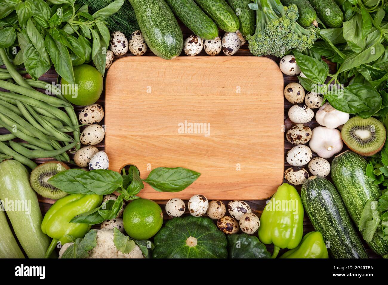 Raw food concept. A variety of organic fruits and vegetables Stock ...