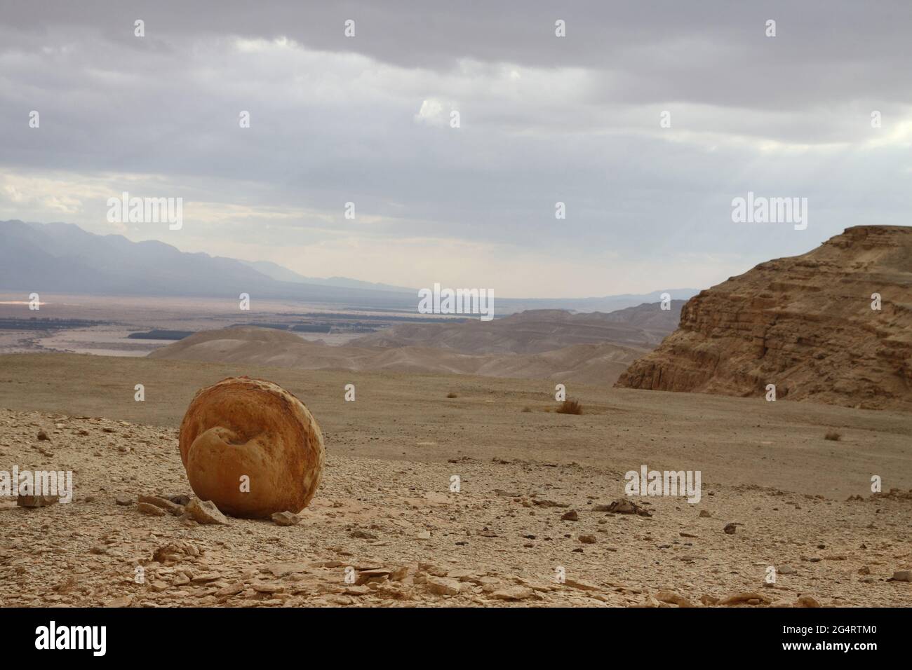 Geological Limestone Nodule overlooking the Arava Valley, part of the ...