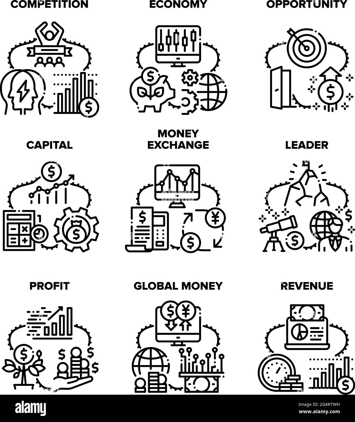 Finance Capital Set Icons Vector Illustrations Stock Vector Image & Art ...