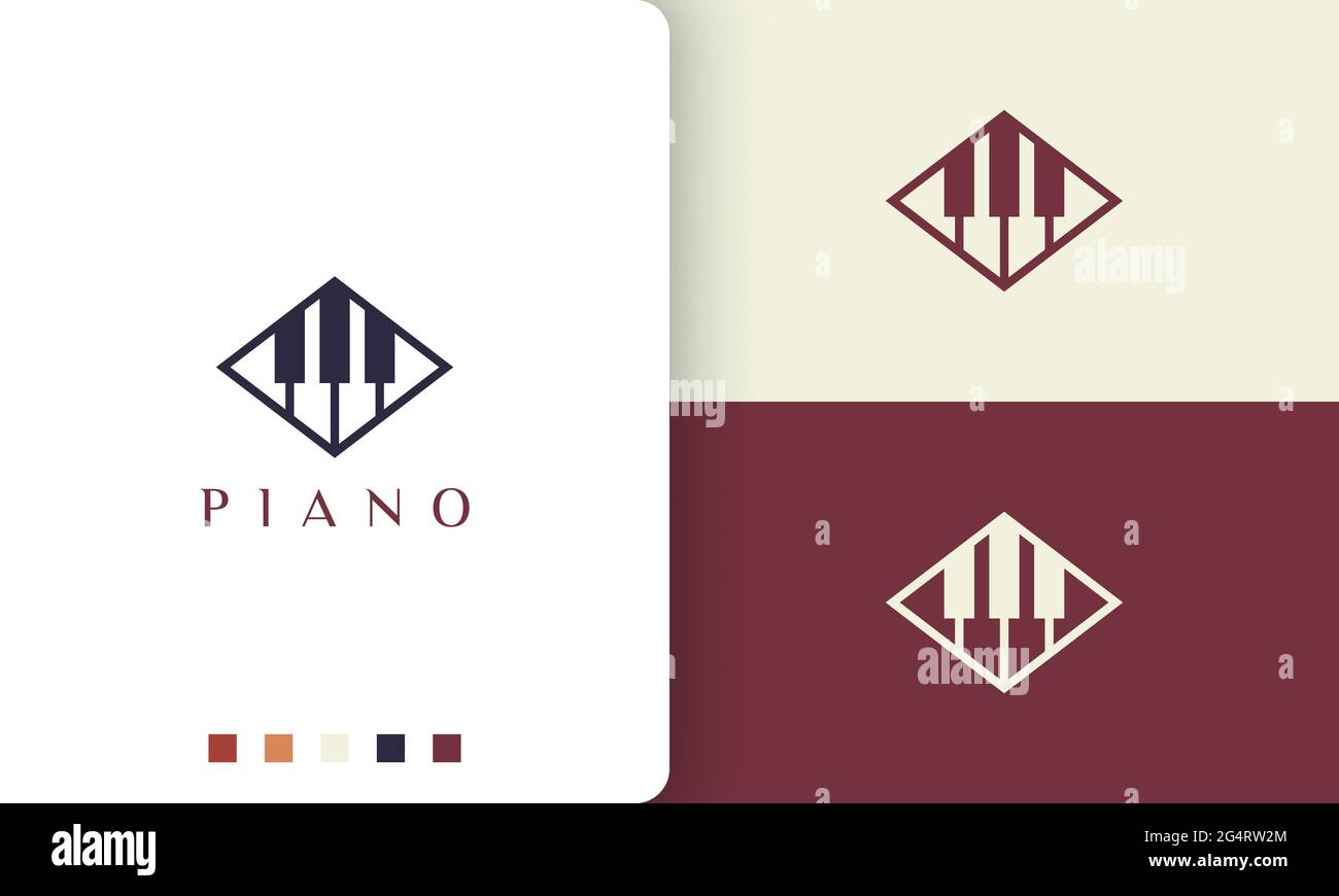 piano learning logo or icon in a minimalist and modern style Stock ...