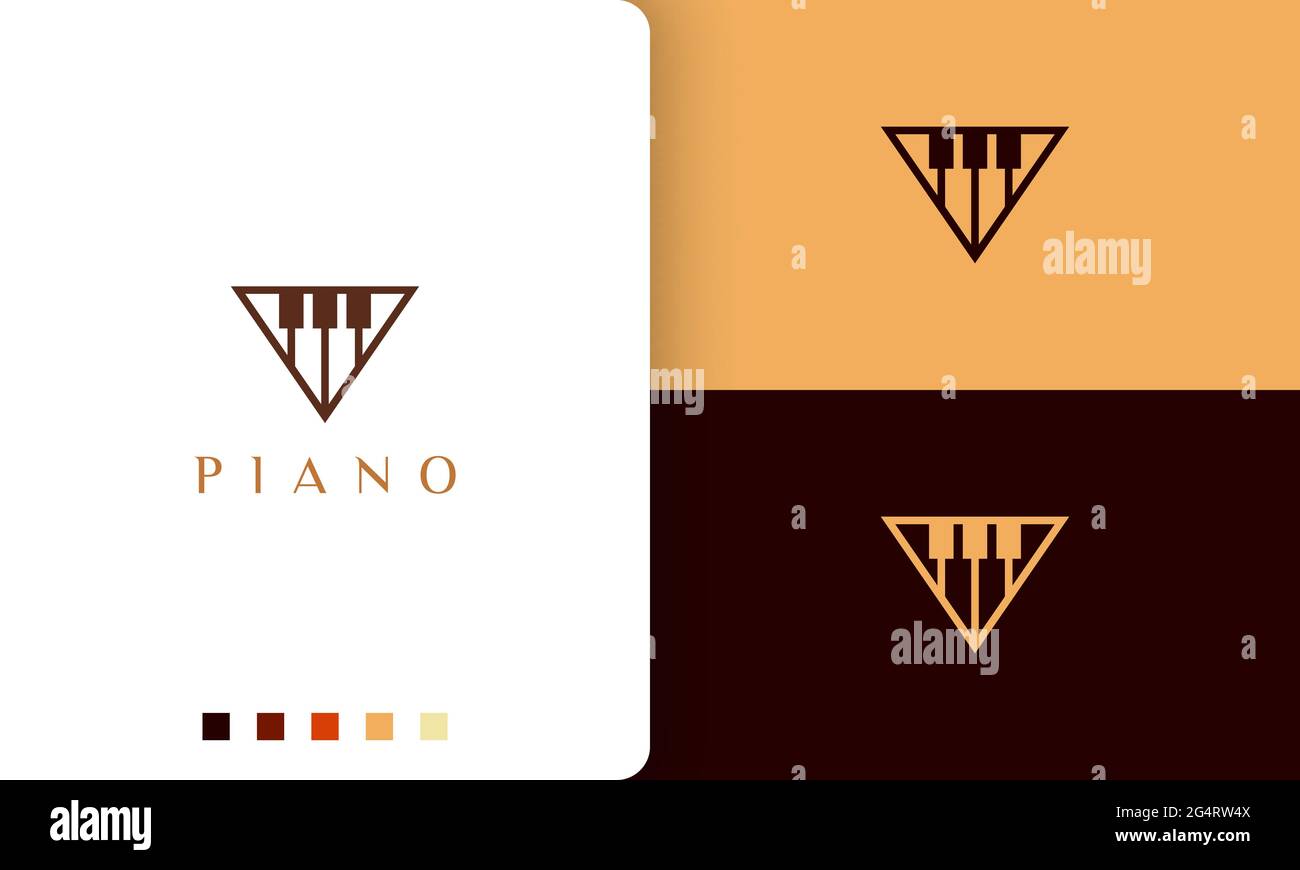 piano school logo or icon in a minimalist and modern style Stock Vector ...