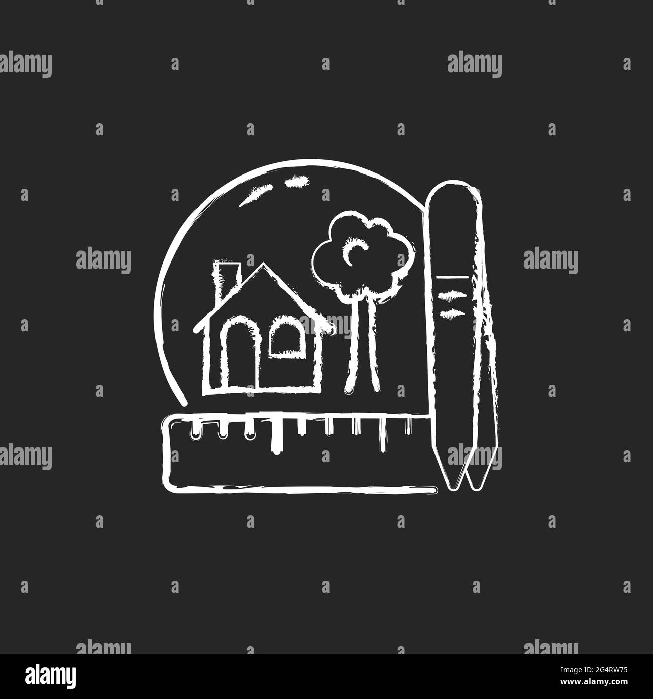 Creating miniatures chalk white icon on dark background Stock Vector ...