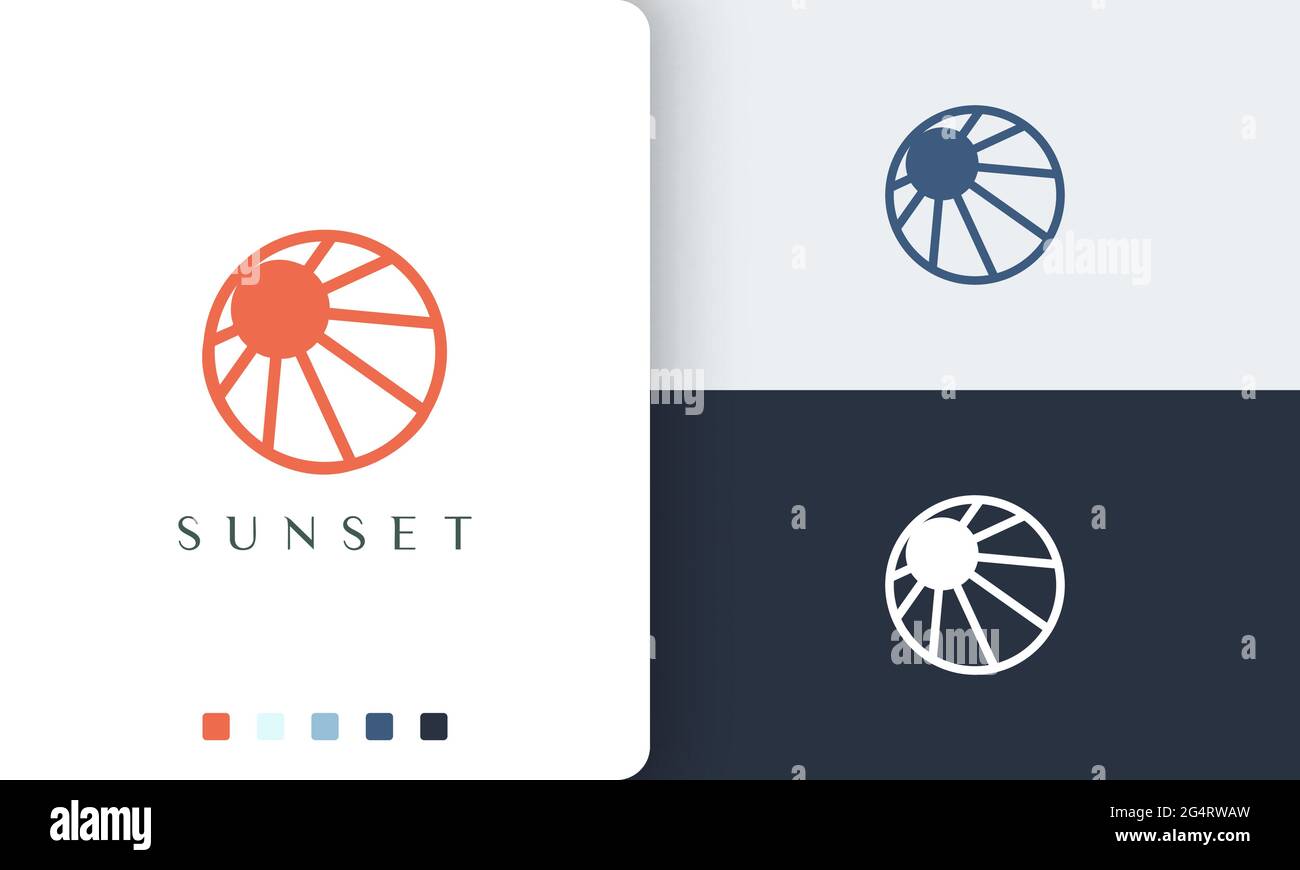 circle sun or sea logo with simple and modern style Stock Vector Image ...
