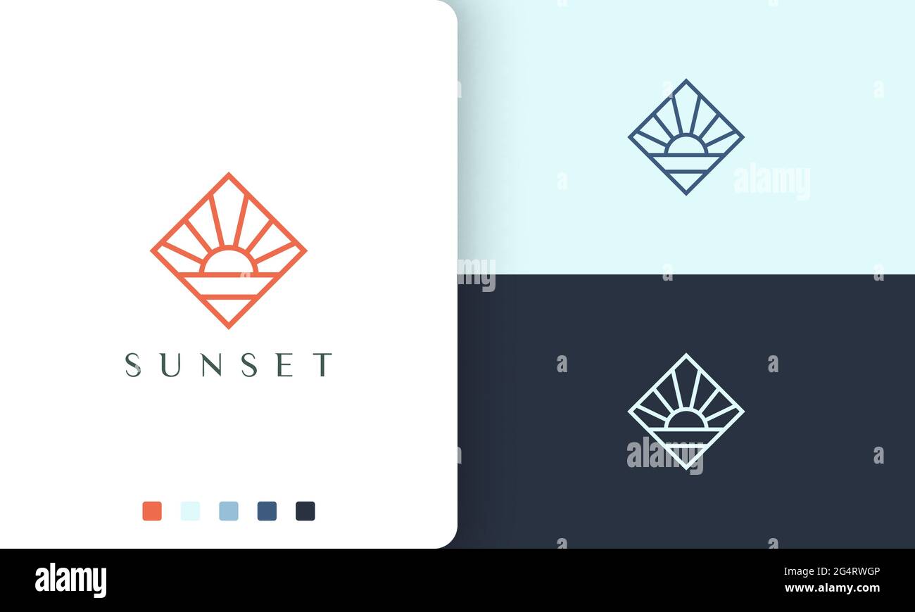 coast or ocean logo with simple and modern sunset shape Stock Vector ...