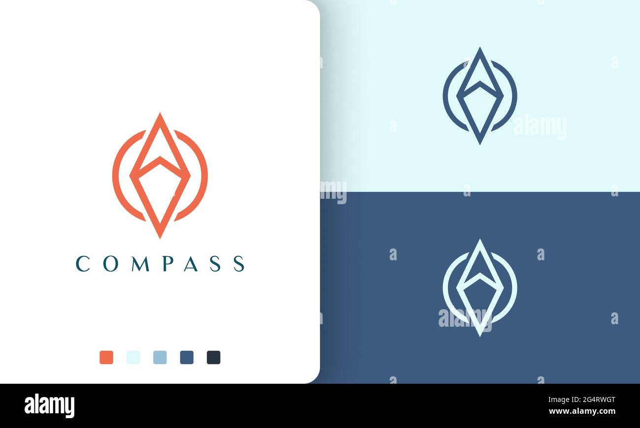 trip or adventure logo vector design with simple and modern compass ...