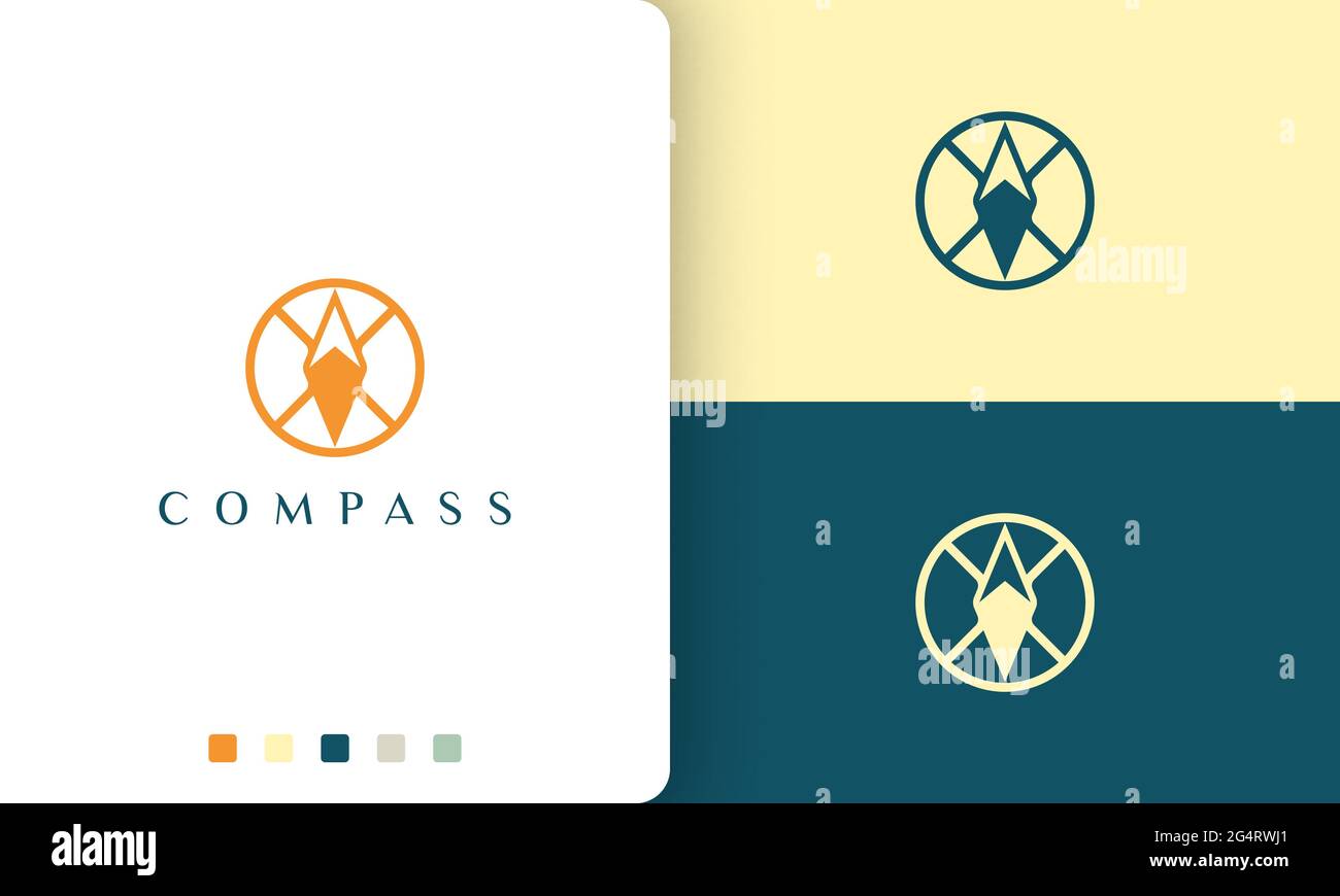 expedition or adventure logo with a simple and modern compass circle ...