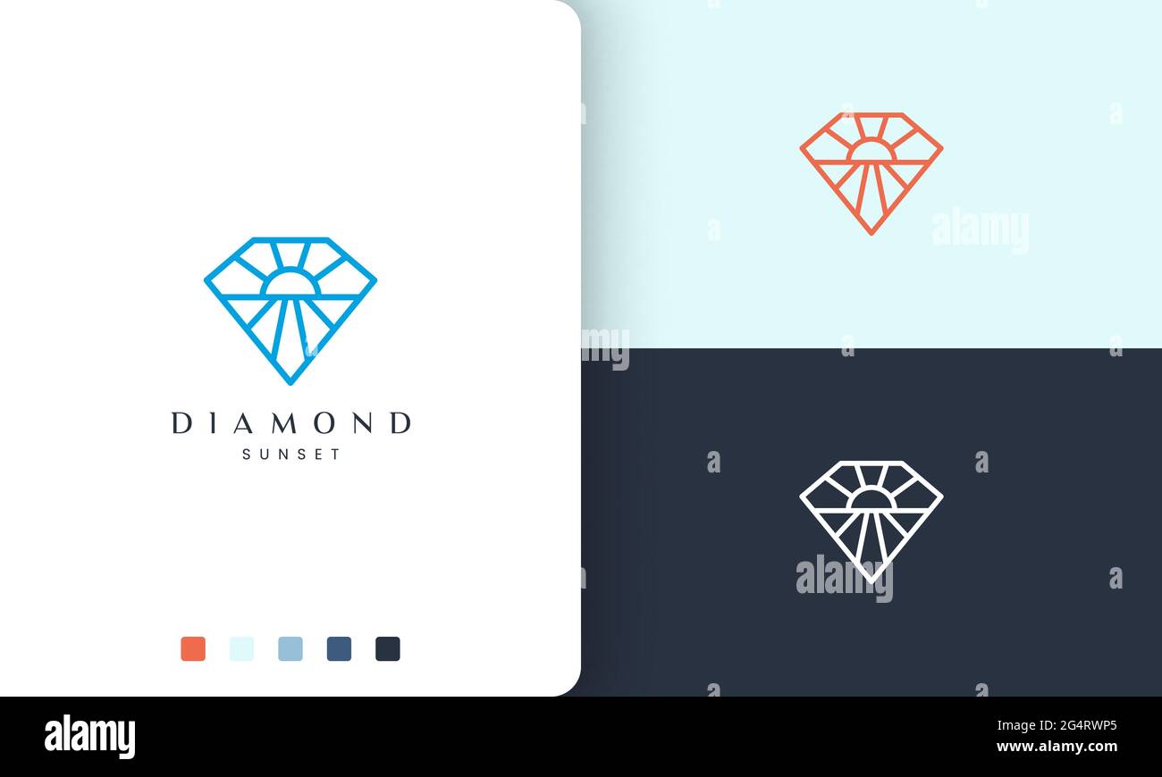 diamond sun or beach logo in simple line art and modern style Stock ...