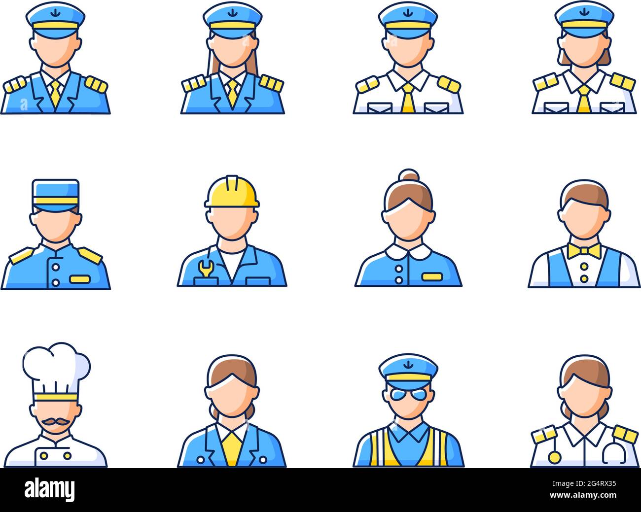 Cruise and hotel staff RGB color icons set Stock Vector Image & Art - Alamy