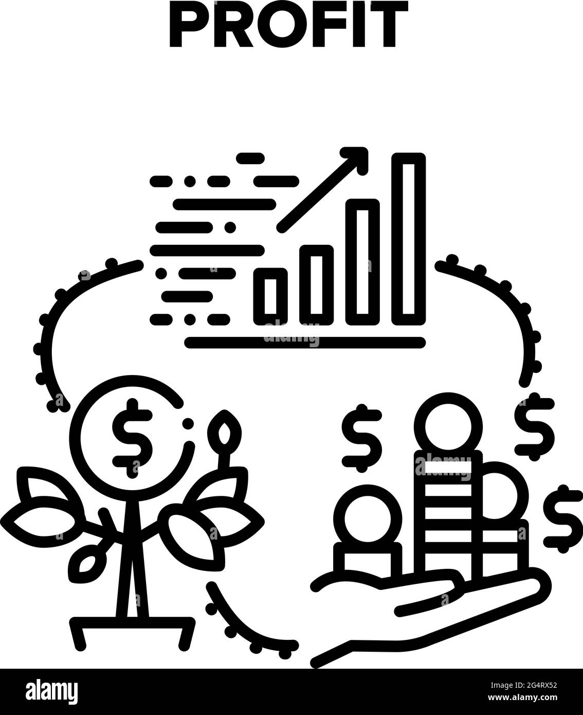 Profit Growing Vector Black Illustration Stock Vector Image & Art - Alamy