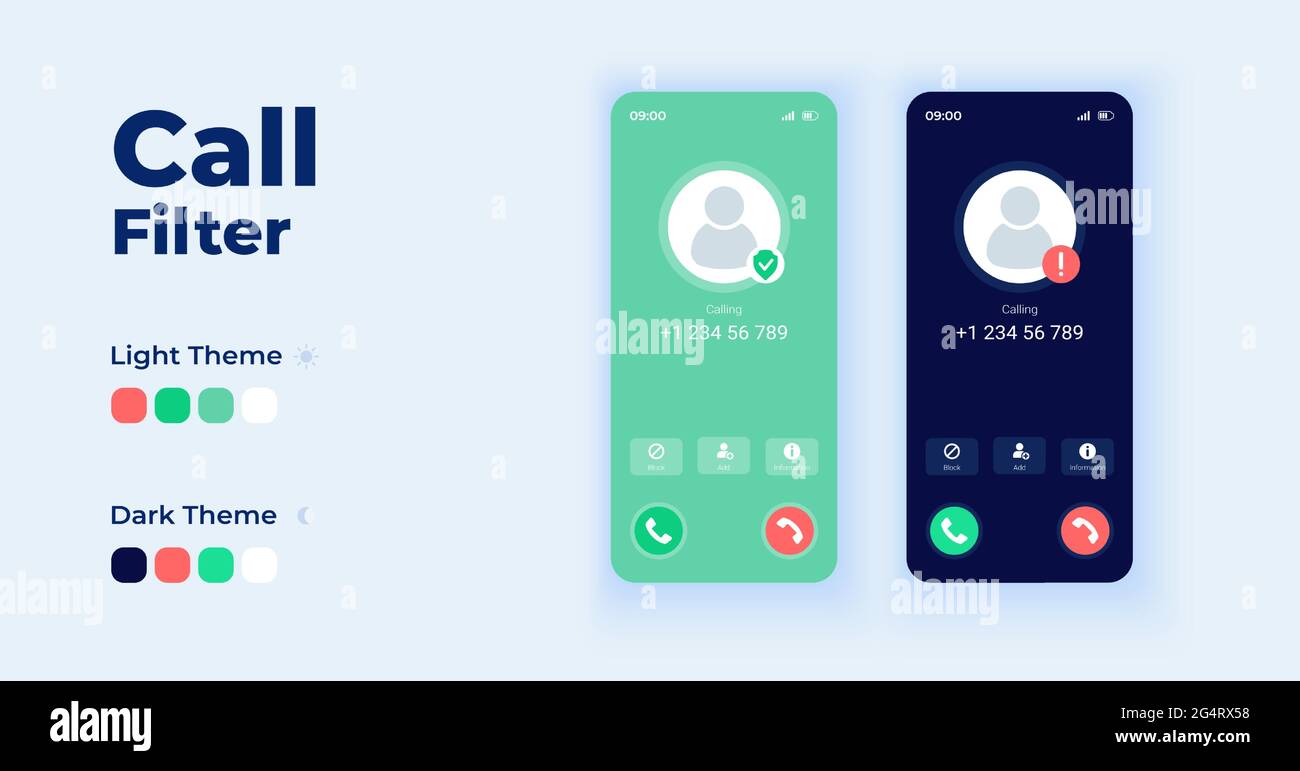 Call filter cartoon smartphone interface vector templates set Stock ...